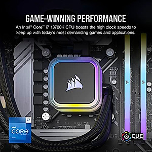 Corsair Vengeance i7400 Series Gaming PC - Liquid Cooled Intel® Core™ i7 13700K CPU - NVIDIA® GeForce RTX™ 4070 Ti Graphics - 32GB Vengeance RGB DDR5 Memory,Black