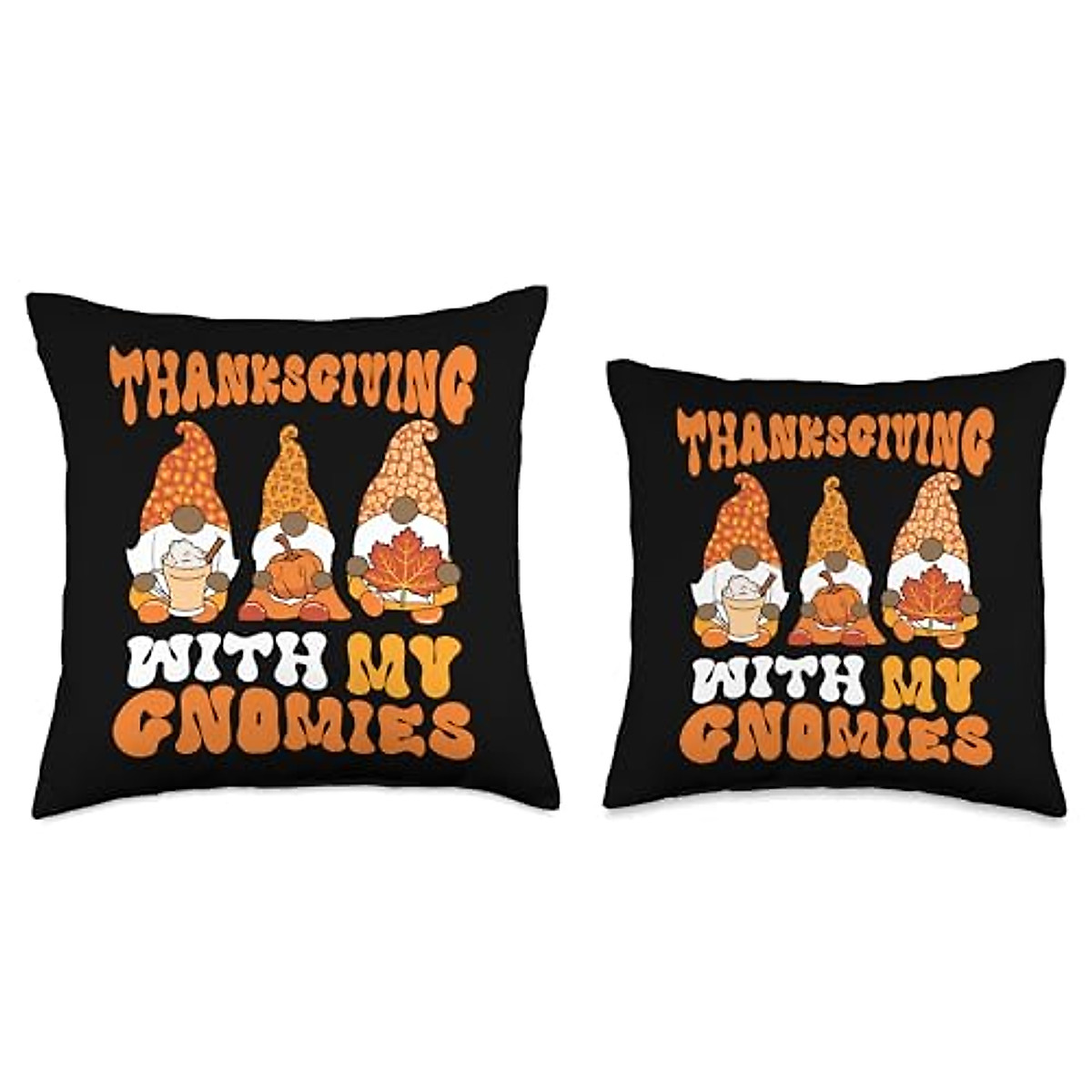 Thanksgiving African American Black Gnome Family Throw Pillow