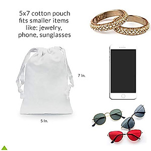 Drawstring Gift Bags - 12 Pack 5x7 Inch Small Bright White Muslin Cotton Cloth Pouches in Bulk, Mini Cloth Fabric Canvas Pouch for Jewelry, Candy, Parties, Wedding Favors, Soaps, Treats, Crafts