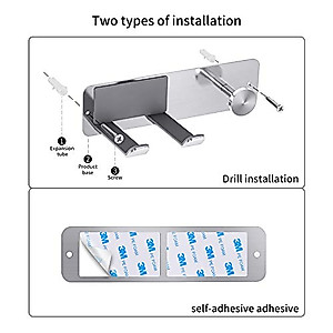 FLE Hair Dryer Holder Wall Mounted, Stainless Steel Self Adhesive Blow Dryer Holder Rack for Dyson Supersonic Hair Dryer,Silver