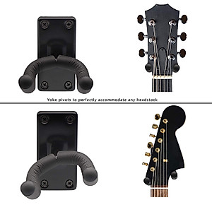 Guitar Wall Mount Guitar Wall Hooks Stand Guitar Display Hanger Suitable Fits Guitars, Bass, Mandolin, Banjo, Ukulele (2 Pack)