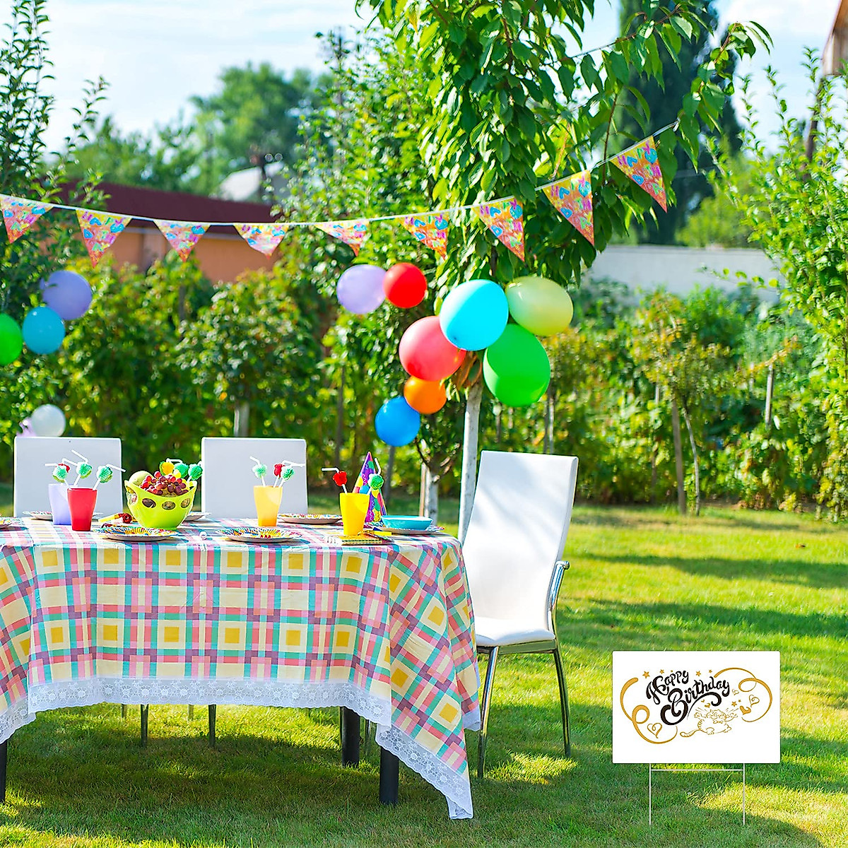 DIESOTT 2 Pack Blank Yard Signs with Stakes, 18X12 Inches White Corrugated Plastic Garden Lawn Yard Signs for Happy Birthday, Garage Sale Signs, Rent, Party, Guidepost, Halloween, Christmas Décor