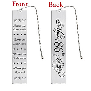 Jzxwan Happy 86th Birthday Gifts for Women Men, 86 Year Old Birthday Bookmark, Female 86 Yr Old Bday Card Gift Ideas, 1938 Birthday Book Mark for Woman Man, 86th Birthday Decorations, 86 th Bd Present