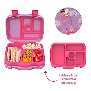 Bentgo® Kids Prints Tray with Transparent Cover - Reusable, BPA-Free, 5-Compartment Meal Prep Container with Built-In Portion Control for Healthy Meals At Home & On the Go (Fairies)