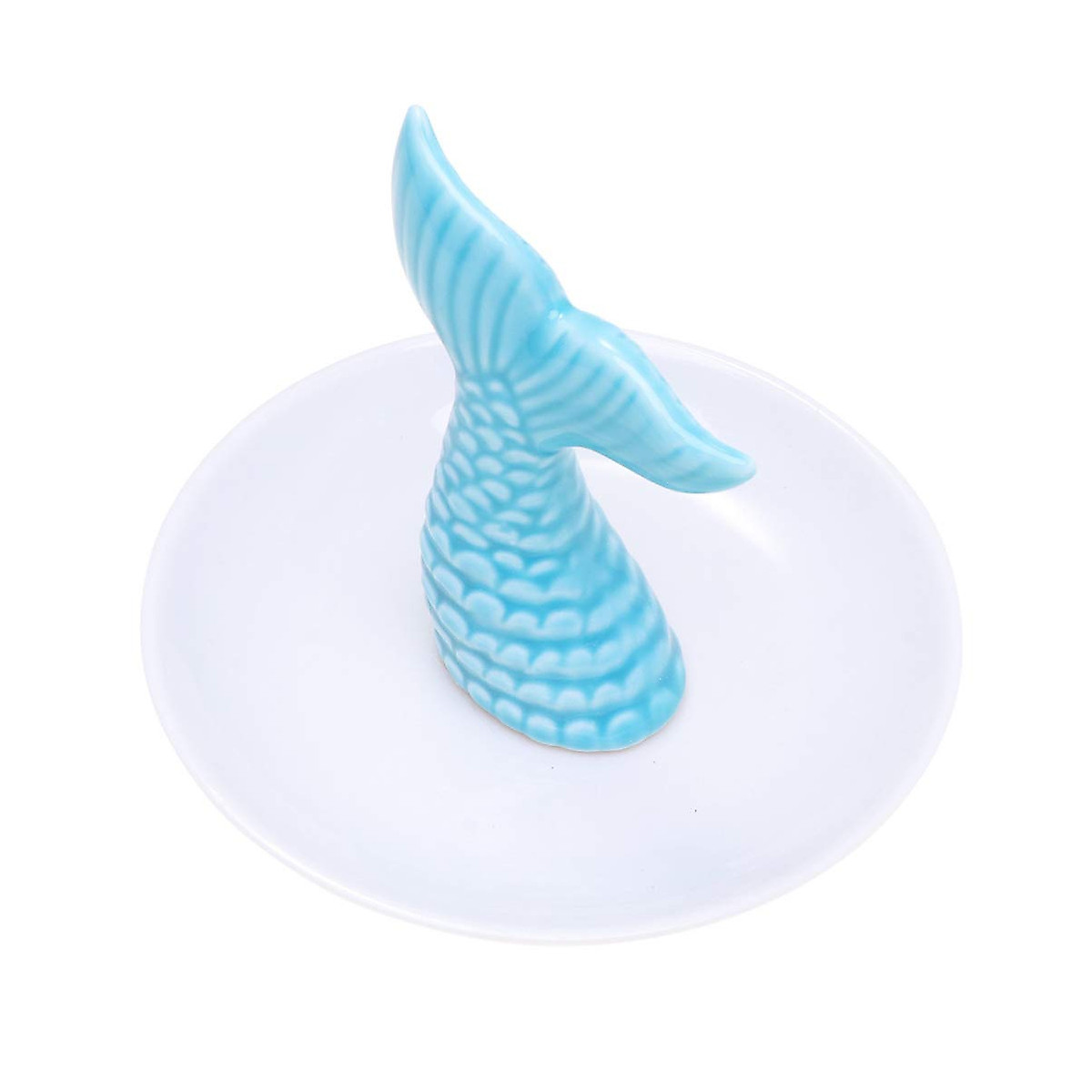 TOPBATHY Mermaid Tail Jewelry Ring Tray Ceramic Jewelry Dish Earring Necklace Rings Organizer Home Decoration Wedding Christmas Birthday Gift