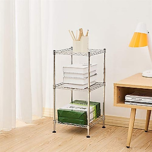 QXDRAGON 3-Tier Steel Wire Shelving Tower,Wire Shelving Metal Storage Rack Adjustable Shelves for Bathroom and Kitchen, Adjustable Shelving, NSF Wire Shelving