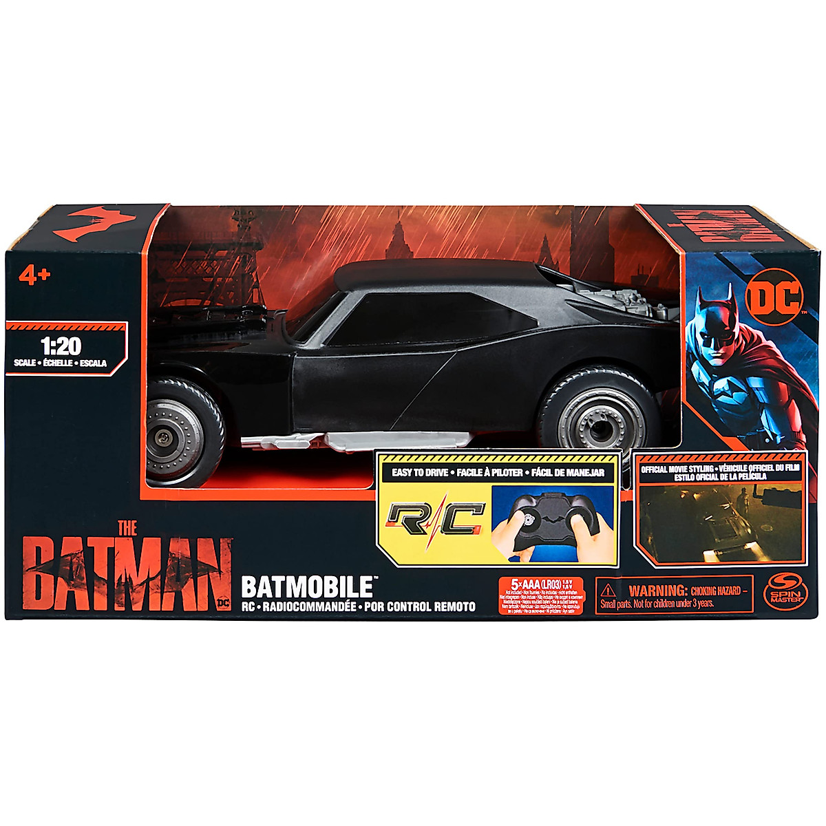 DC Comics, The Batman Batmobile Remote Control Car with Official Batman Movie Styling, Kids Toys for Boys and Girls Ages 4 and Up