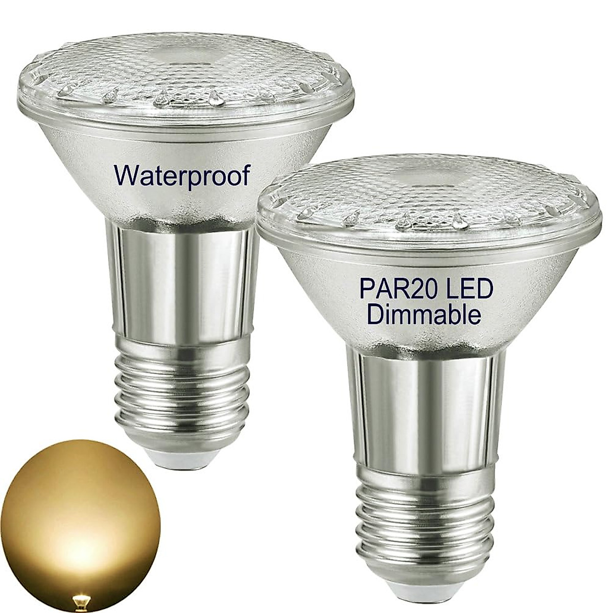 8W PAR20 LED Warm White 3000K Dimmable,Range Hood Light Bulbs,Indoor/Outdoor,Glass Reflector,Waterproof,E26,Recessed Lighting,(75W Halogen Equivalent)