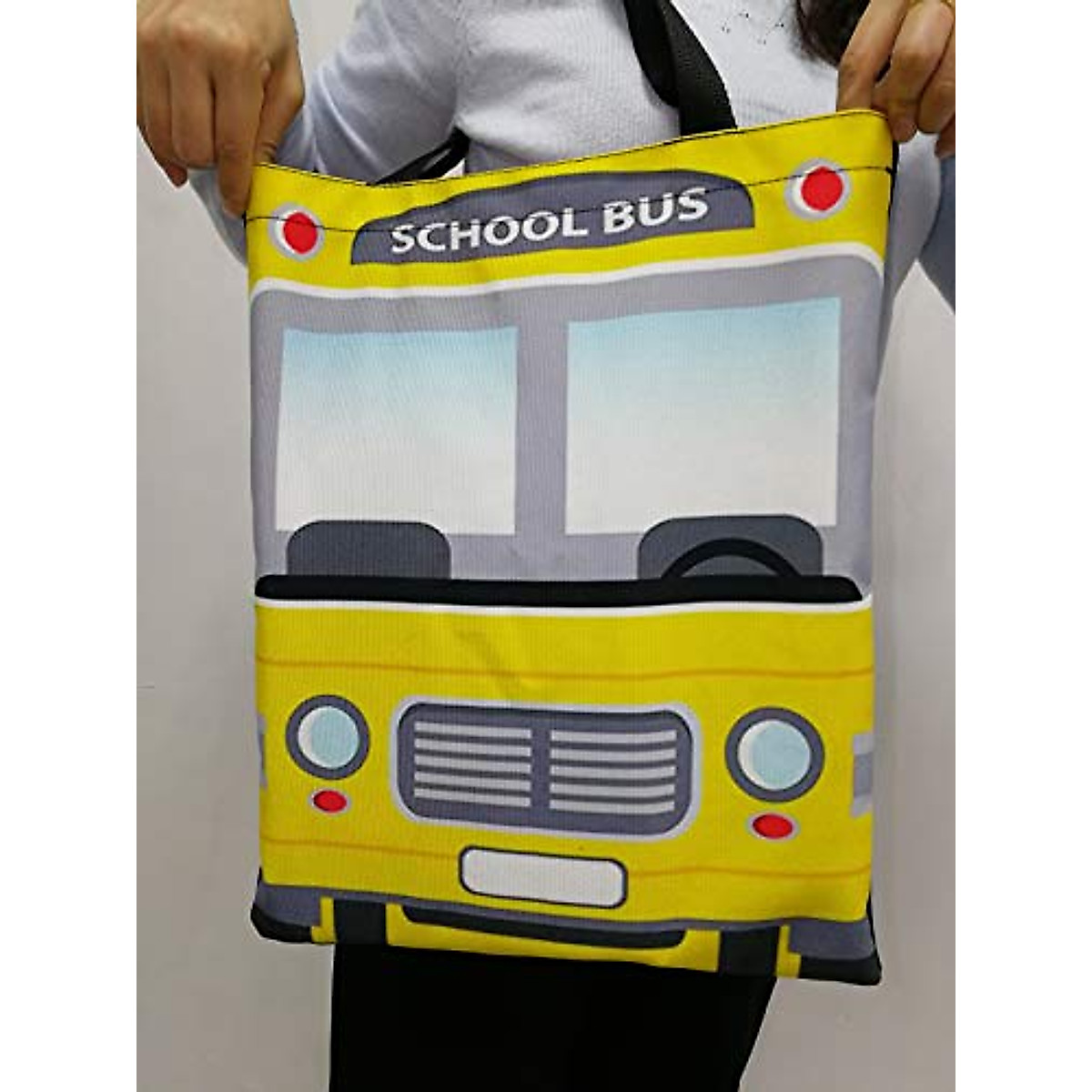 STARTERY Cotton Blend Canvas Tote Shoulder Bag Recycle Womens Handbags with Yellow Buses