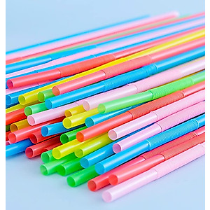 HongRun 100PCS Disposable Straw, Colorful Art Plastic Straw, Bendable Straw