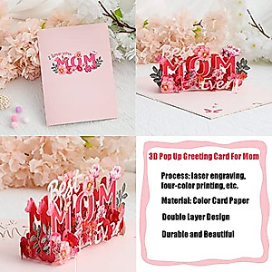 3D Pop Up Card for Mom 7.87''*5.9''Mothers Day Pop Up Card with Envelope and Blank Note Tag,Best Mom Ever,Pop Up Cards All Occasion for Birthday Mothers Day Thank You Cards,Anniversary,Get Well