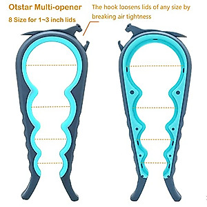 Otstar 6 in 1 Jar Opener and 5 in 1 Bottle Opener with Rubber Jar gripper Pad Ideal for Seniors with arthritis Weak Hands and Children