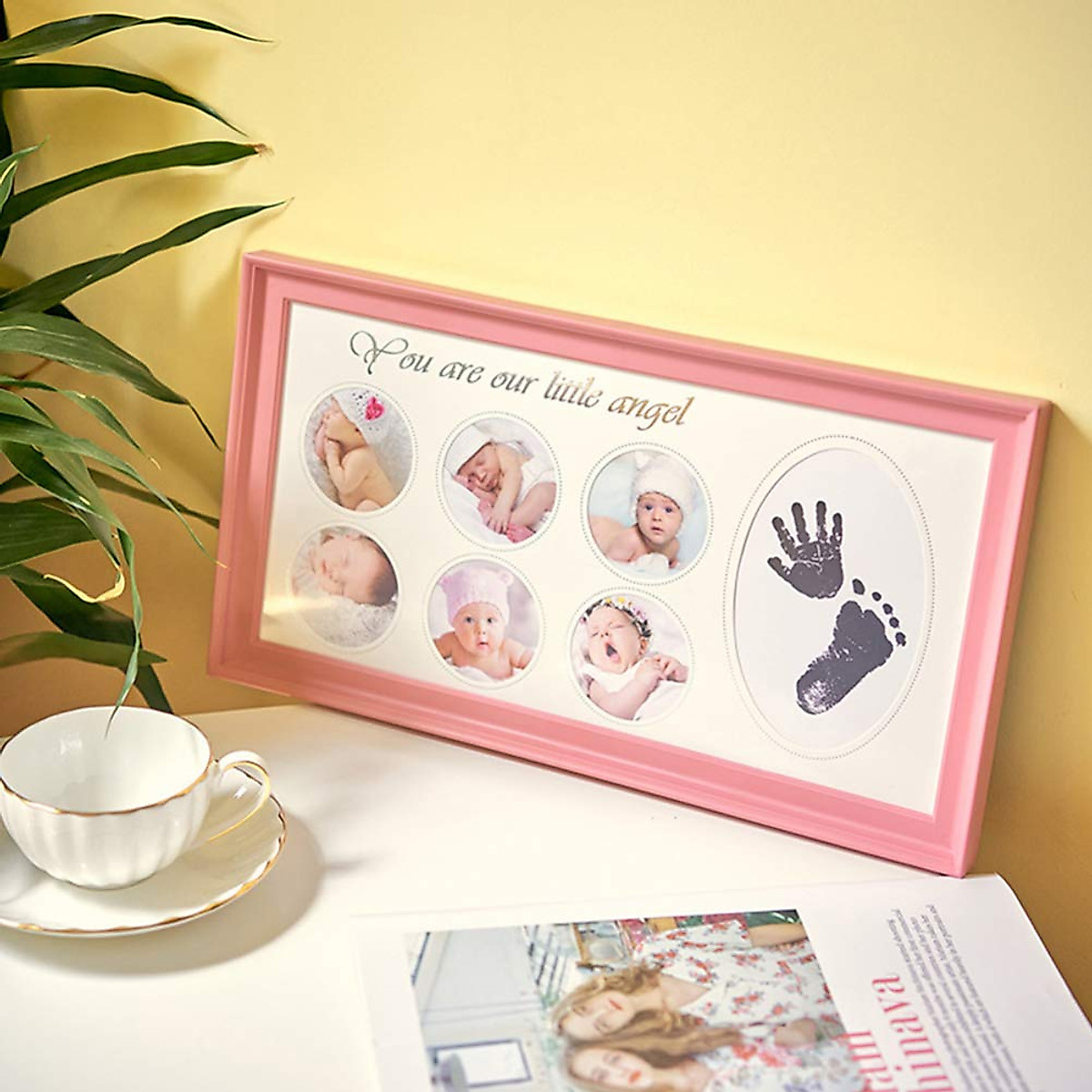 KESYOO 1pc Footprint Mud Photo Frame Baby Footprint Picture Frame Toddler Milestone Picture Frames Kids Memory Photo Frame Baby Footprint Frame Wood-Based Panel Souvenir Printing Newborn