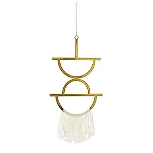 Main + Mesa Geometric Metal Wall Hanging with Tassel, Gold