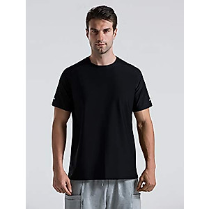 Men's Cooling Ice Silk Running Shirts Quick Dry Short Sleeve Athletic Gym T-Shirts UPF 50+ Outdoor Workout Tshirts Black