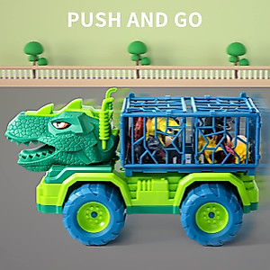 MAGICDINOSAUR Dinosaur Transport Truck for Kids 3-5, T-rex Vehicle Carrier Car Toys for Boys 3 4 5 6 7 Years Old, Truck Toy with Dino Figures & Play Mat, Gift for Toddlers Boys Girls