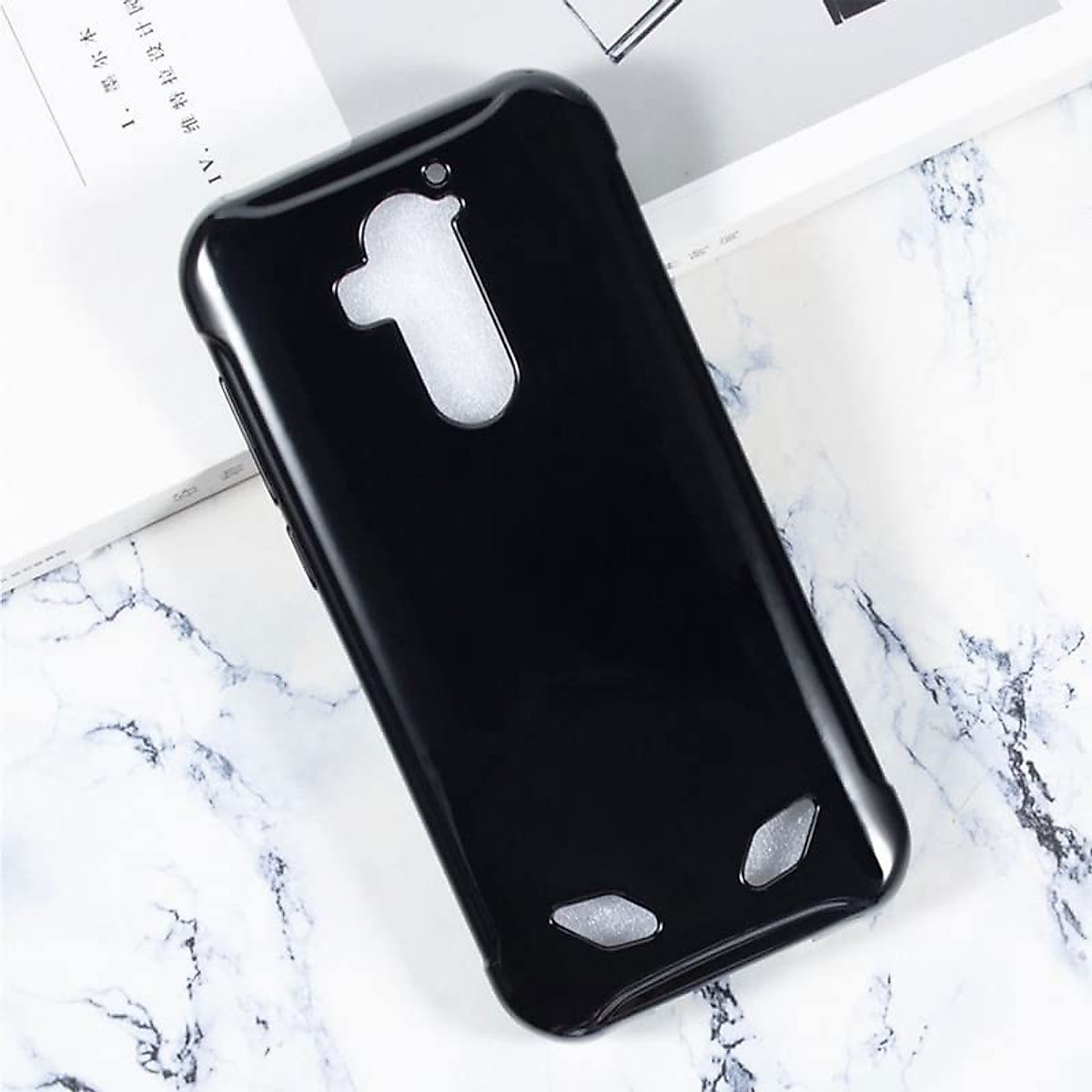 2 Pack Cover for Gigaset GX290 Plus (6.10") Case IJTYHF Soft Silicone Case Bumper Shell +Tempered Glass 9H Screen Protector Protective Film, Black Phone Protective TPU Cases