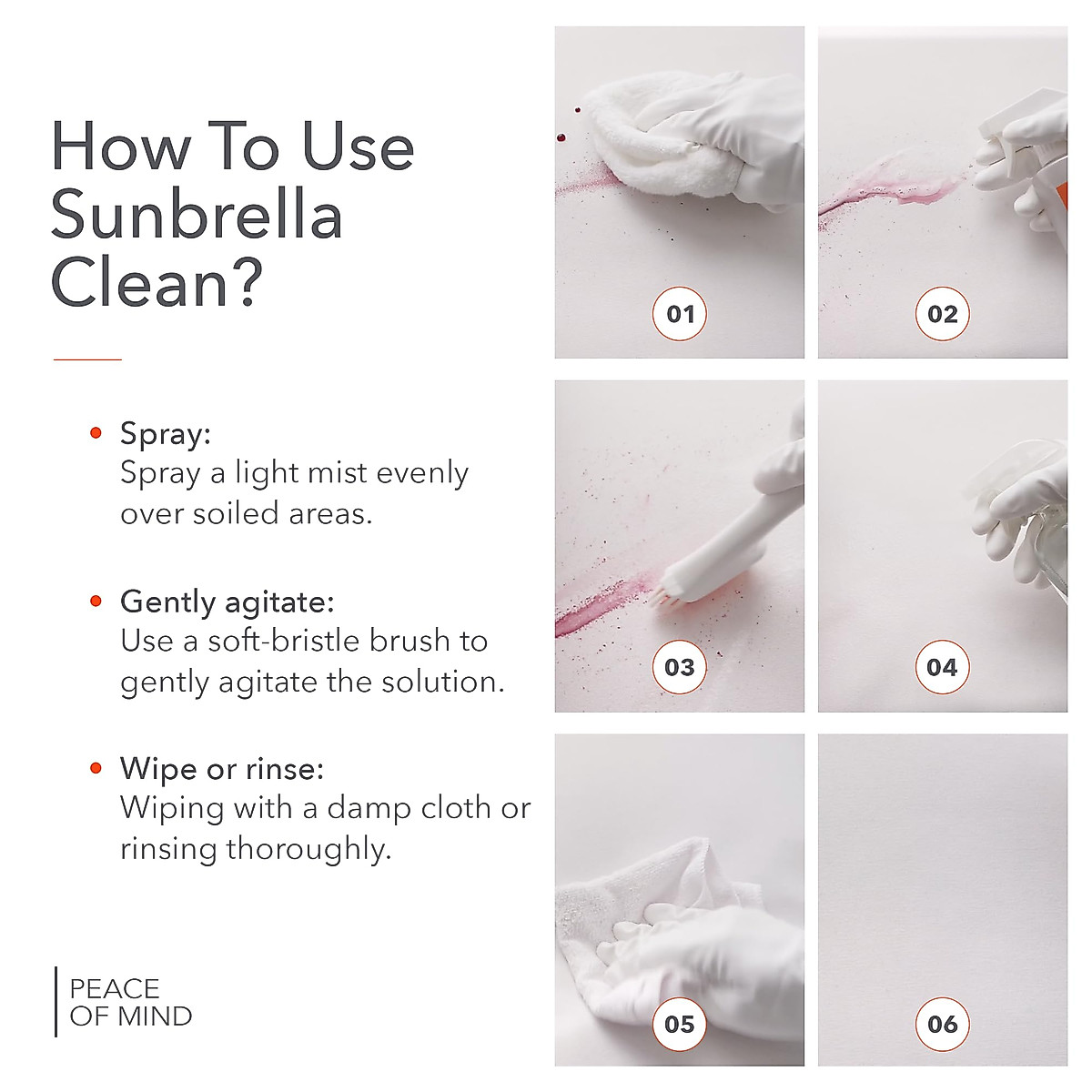 Sunbrella Clean Multi-Purpose Fabric Cleaner | All-in-One Solution for Water-Safe Fabrics and Vinyl | Upholstery Cleaner, Removes Stains & Spills | Non-PFAS | 16 fl oz