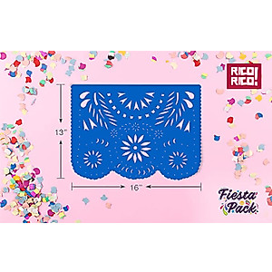 RICO RICO - Plastic Papel Picado 1 Pack, Ideal for a Mexican Fiesta, Cinco de Mayo, Mexican Themed Party and Fiesta Party Decorations,16 Feet Long - 10 Unique Designs.