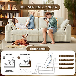130" Oversized Sectional Sofa,Ultra-Soft L Shaped Couch for Living Room,Cloud Modular Sofa Couch with Zipper Back&Seat Cushion,Deep 4 Seat Sofa Sleeper with Movable Ottoman and Two Pillows(Beige)