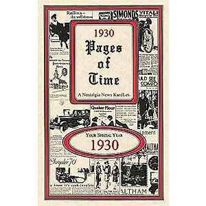 Pages of Time 1930 CELEBRATION KardLet: Birthdays, Anniversaries, Reunions, Homecomings, Client & Corporate Gifts