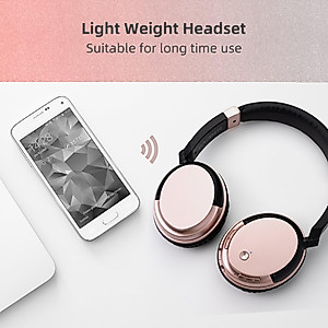 BAOBER Bluetooth Wireless Over Ear Light Weight Headphone with Low Latency USB Transmitter for TV,PC,3.5mm Audio Device, Stereo Wireless Headset Built-in Microphone for Cell Phone (Rose Gold)