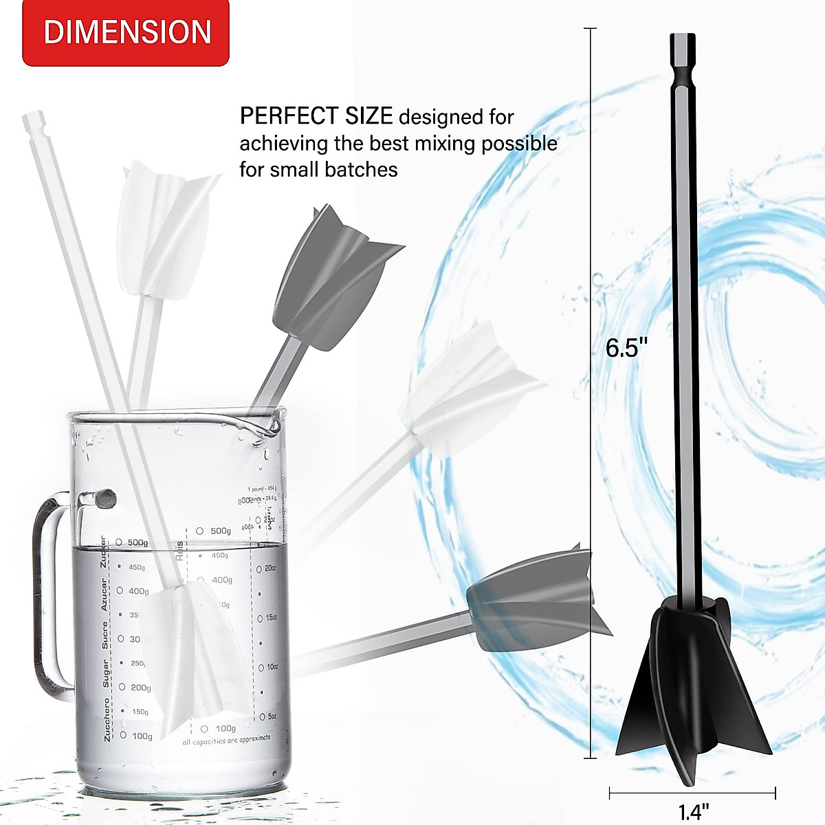8 Pcs Resin Mixer Paddles for Resin Drill, Epoxy Mixer Attachment for Drill, Paint Mixer/Paint Stirrer for Mixing Resin, Epoxy, Silicone Molds