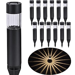 KelvinLux Solar Pathway Lights Outdoor, 12 Pack Waterproof Stainless Steel LED Solar Stake Lights, Garden Landscape Lighting for Walkway, Driveway, Garden, Yard, Lawn, Patio Decor, Warm White
