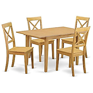 East West Furniture NOBO5-OAK-W Dining Set, 5-Piece