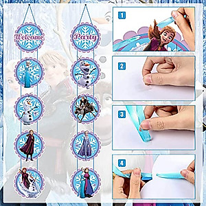 Frozen Birthday Party Supplies, Frozen Party Decorations Porch Sign, Door Banner Decorations for Frozen Theme Party Home Decorations
