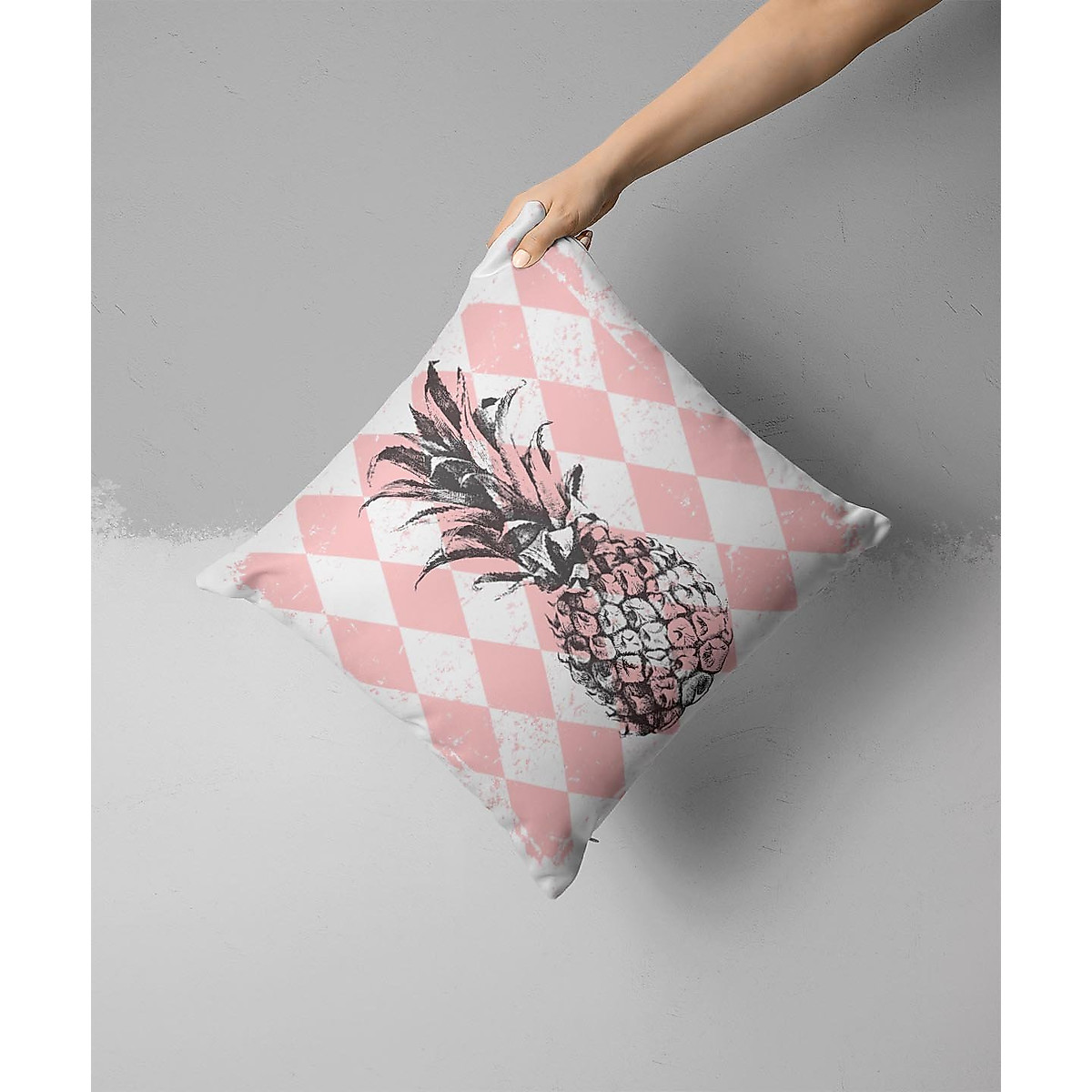 iiRov Summer Design Ink-Fuzed Decorative Throw Pillow - Tropical Summer Pink Pineapple v1