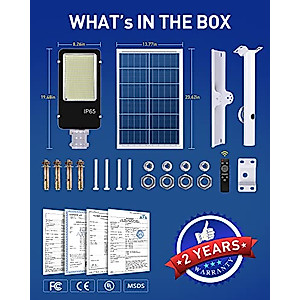 A-ZONE 1500W Solar Street Lights Waterproof, 7000K High Brightness Outdoor Dusk to Dawn, Wide Angle Lamp with Remote Control, for Parking Lot, Yard, Stadium, Plaza