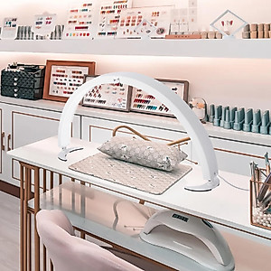 Gicrymil Half Moon Light for Nail Desk, 29in Half Moon Table Lamp Nail Desk Lamp with Wire Controller & Remote, Lash Light Lamp for Eyelash Extensions Tattoo PMU, 7 Cool/Warm Tones & 10 Brightness