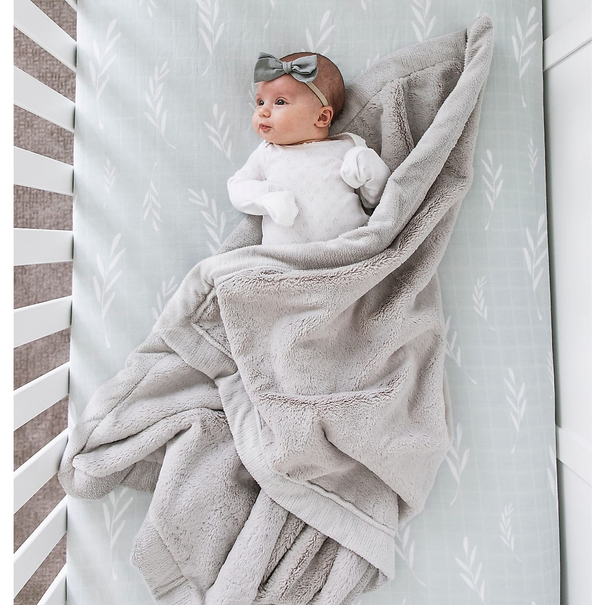 Saranoni Receiving Blankets for Babies Super Soft Boutique Quality Lush Luxury Baby Blanket (Feather, Receiving Blanket 40" x 30")