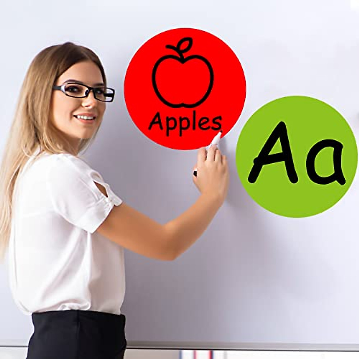 20 Pcs 10 Colors Removable Dry Erase Circles for Classroom Tables Desks Vinyl Stickers Spots Wall Decals for School Teachers - 11" Round