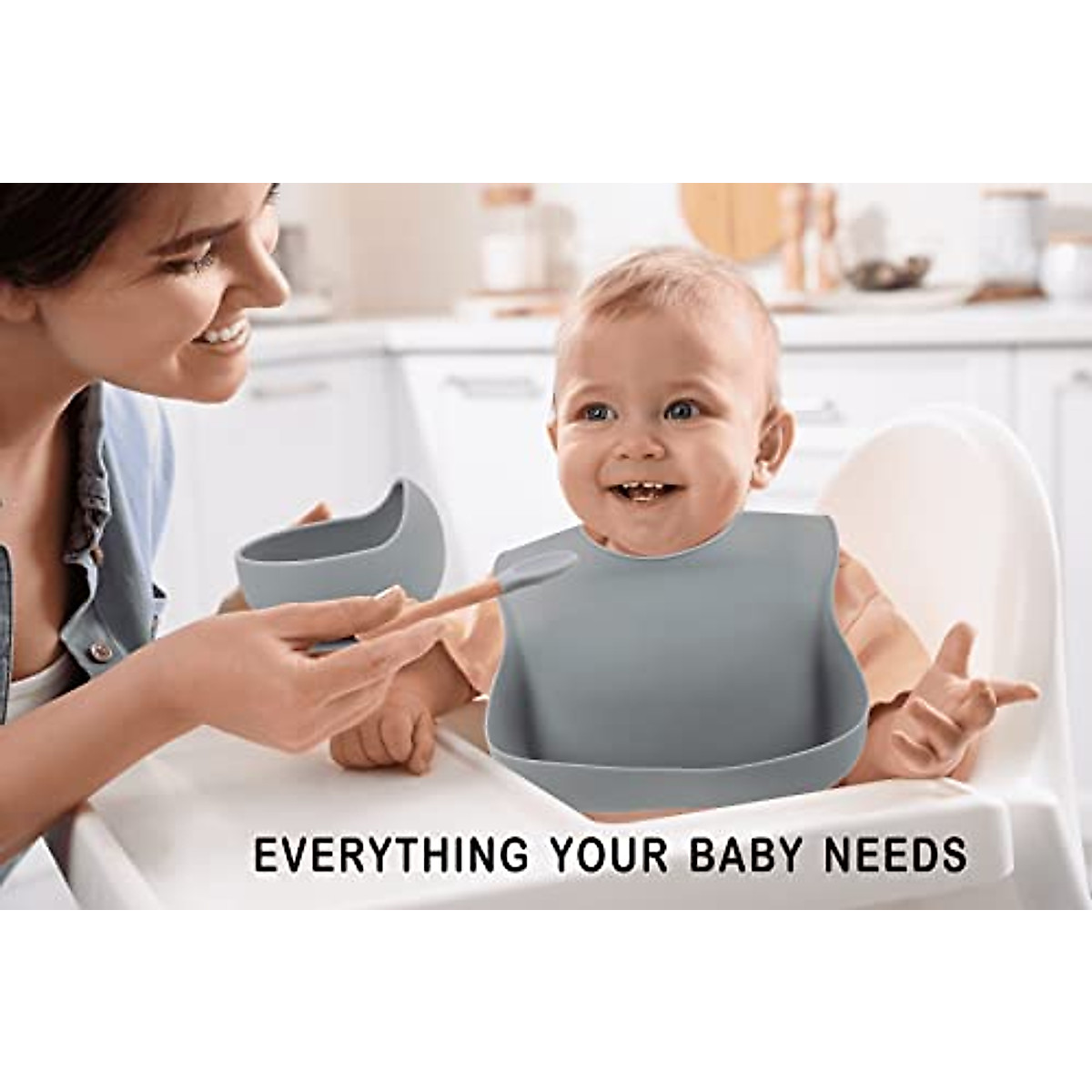 Maxsprout Baby Silicone Feeding Set for 6 Months and Up-Bowl with Suction, Divided Plate With Lid, Cup W/Straw & Snack Lid & More - BPA free-Toddler Self Feeding Utensils - Baby Led Weaning(Set of 12)