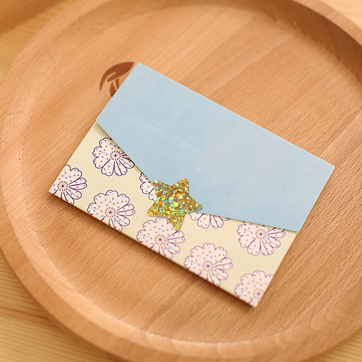 Fiercy 1 inch Gold Star Stickers with Glitter Holographic Pattern, 500 pcs Sparkling Self-adhensive Label Roll, Star Stickers for Personal and Business Use