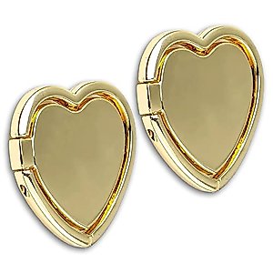 [2 Packs] Love Heart Shaped Glossy Finish Cell Phone Ring Holder Stand, 360 Degree Rotation Finger Ring Kickstand with Polished Metal Phone Grip for Magnetic Car Mount, Smartphone Accessories