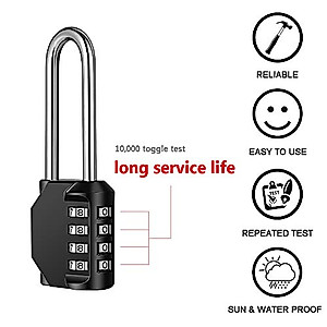 Disecu 2.5 Inch Long Shackle Combination Lock 4 Digit Outdoor Waterproof Padlock for School Locker, Gym Locker, Hasp Cabinet, Gate, Fence, Toolbox (Black, 2 Pack)