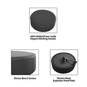 Lilfurni Swivel Rolling Stool Round Chair,Thick Sturdy Padding,Adjustable Stool with Wheels for Doctor,Medical,Massage Salon,Office,Shop(Black) (no Back, Black)