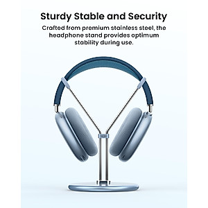 SODI Headphone Stand for AirPods Max - Desktop Headset Stand, Aluminum Anti-Slip Base Headphone Holder and Dock with Silicone Pad for Apple AirPods Max, Headphone Accessories for Desk, Blue