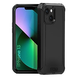 MOTIVE iPhone 13 Case, Heavy Duty Protective Case, Shockproof, Dustproof, Quad Layer Hard Protective Cover, Screen-Camera Bezel Protection, Black 6.1" | Bunker