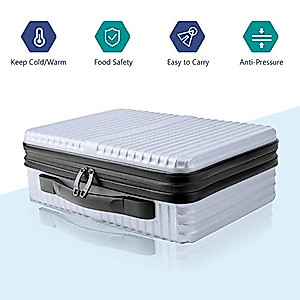 JIESI Portable Cooler Bag, Cooler Box for Beer, Travel Cooler, Insulated Slim Cooler,Slim Iceless Cooler - Silver, Dimensions 14.2in x 9.8in x 4.7in (L x W x H)