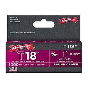 3/8" T-18 Round Crown Staples 1000/BX - No. 186