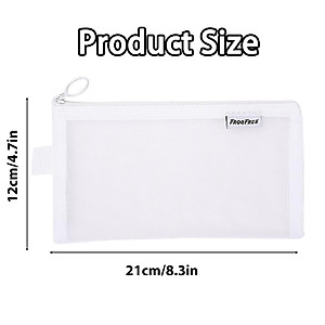 JANEMO 2 Pack Clear Pencil Pouch, Clear Pencil Case, Pencil Bags, Clear Pouch, Clear Makeup Pouc, Clear Make Up Bag, Portable Office Stationery Storage Pouch, White