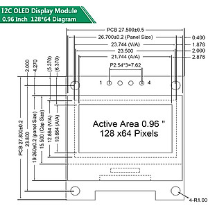 Adeept 4pcs 0.96 Inch OLED Module 12864 128x64 SSD1306 IIC I2C Serial Self-Luminous Display Board Compatible with Arduino Raspberry Pi and MCU(Blue) - Pins Soldered