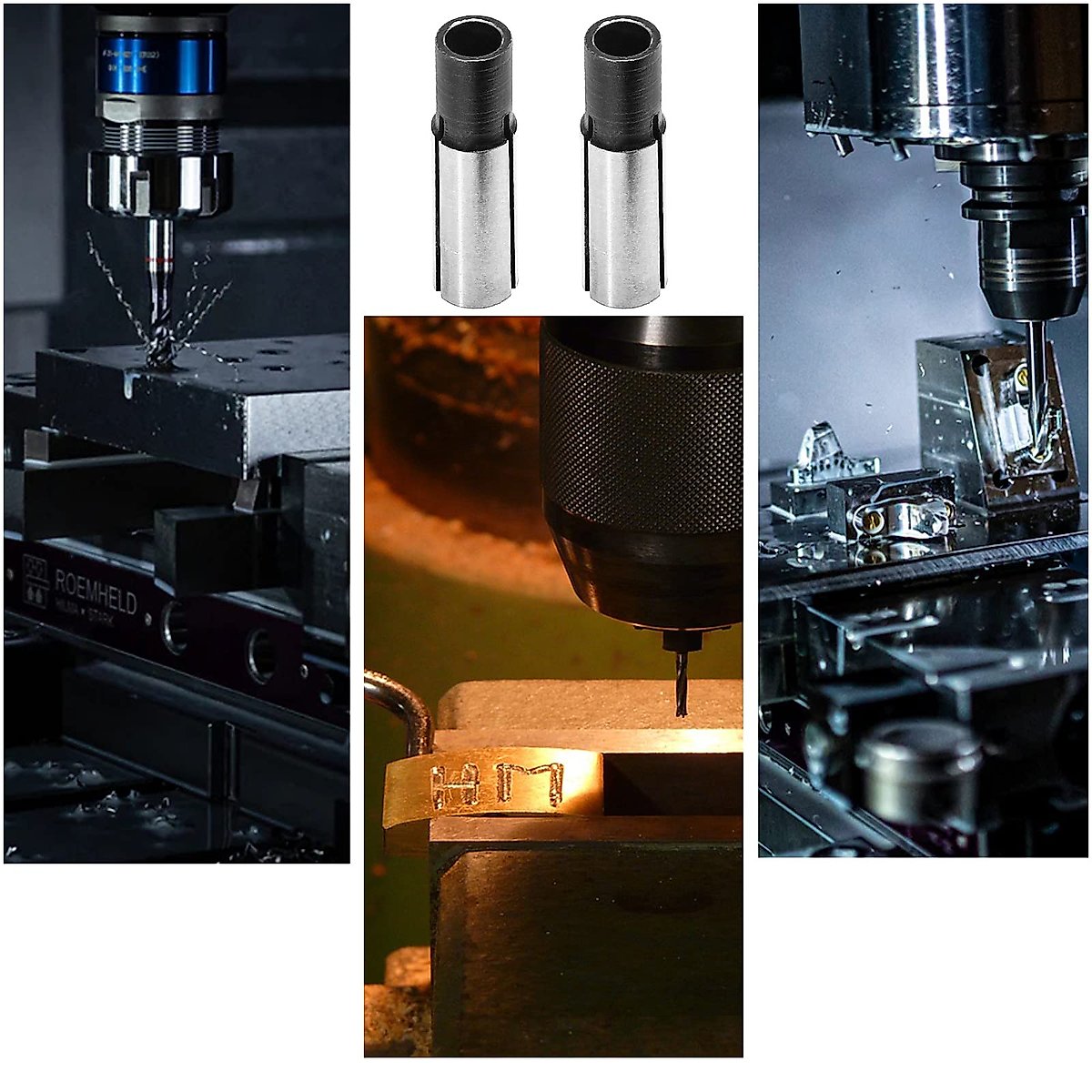 Qjaiune 5Pcs 1/4" to 1/8" Collet Chuck Driver Adapter, CNC Engraving Bit Router Adapter Convert for Engraving Machine Tool