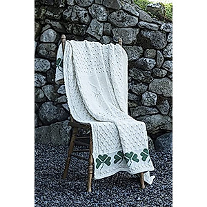 Irish Shamrock Blanket Cable Knit 100% Merino Wool Couch Throw Made in Ireland