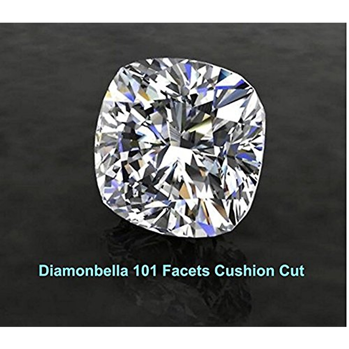 Diamonbella 101 facets 2 Carat Princess Cushion Cut NSCD Simulated Diamond Ring Band Set Solid 925 Silver Halo DBCUSHSET7 (Ring-Set, 6)
