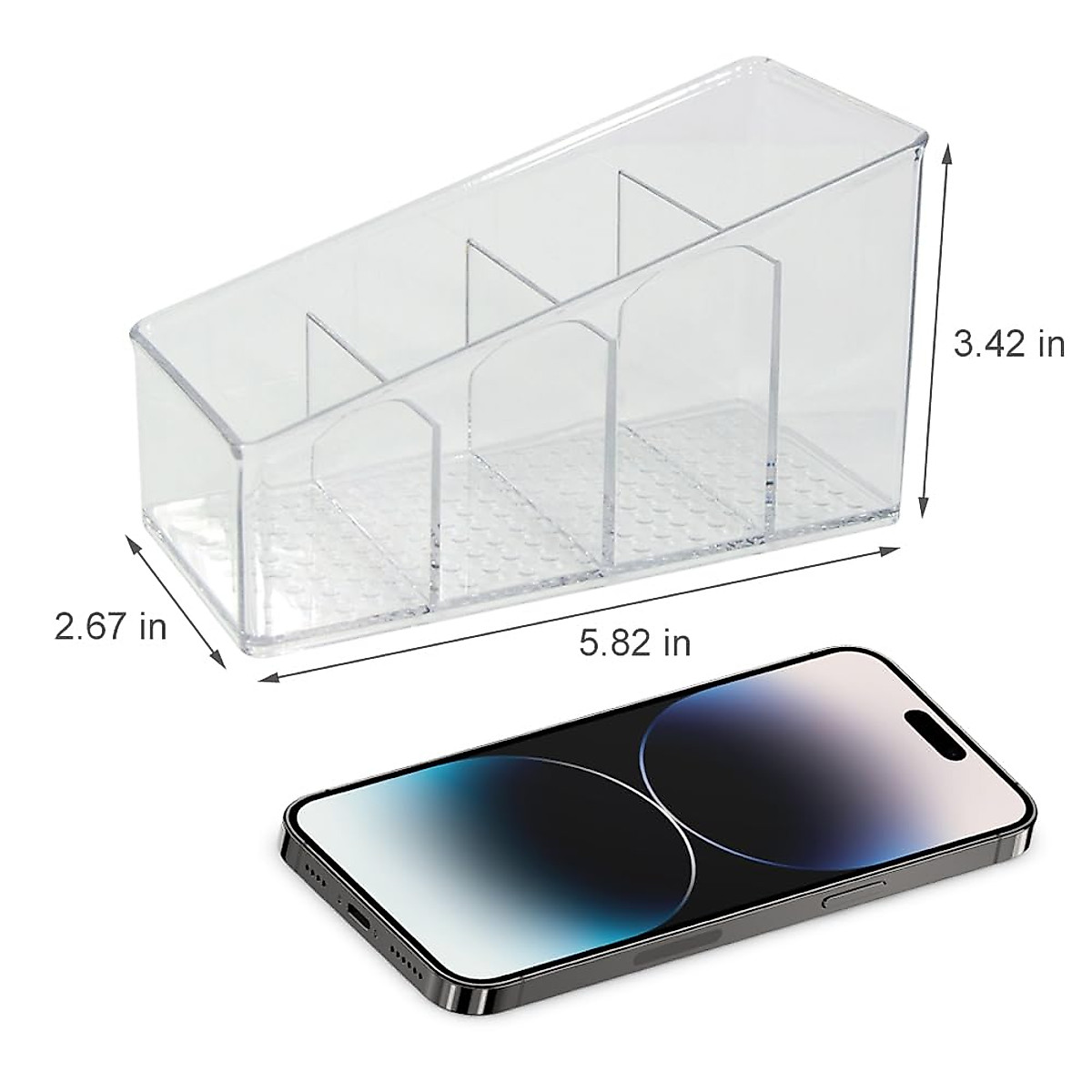 Senbus TV Remote Control Holder Organizer Box with 4different heights Compartments,Desktop Caddy Storage Stand Organizer for Remote Controllers, Office Supplies, Makeup Brush, Media Accessories